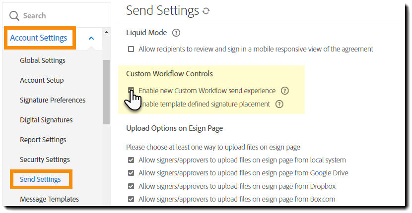 Overview and configuration for custom sending workflows